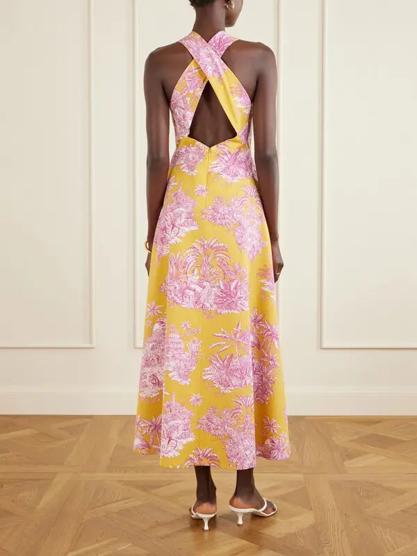 MARTA FERRI Colonna Printed Cotton Maxi Dress