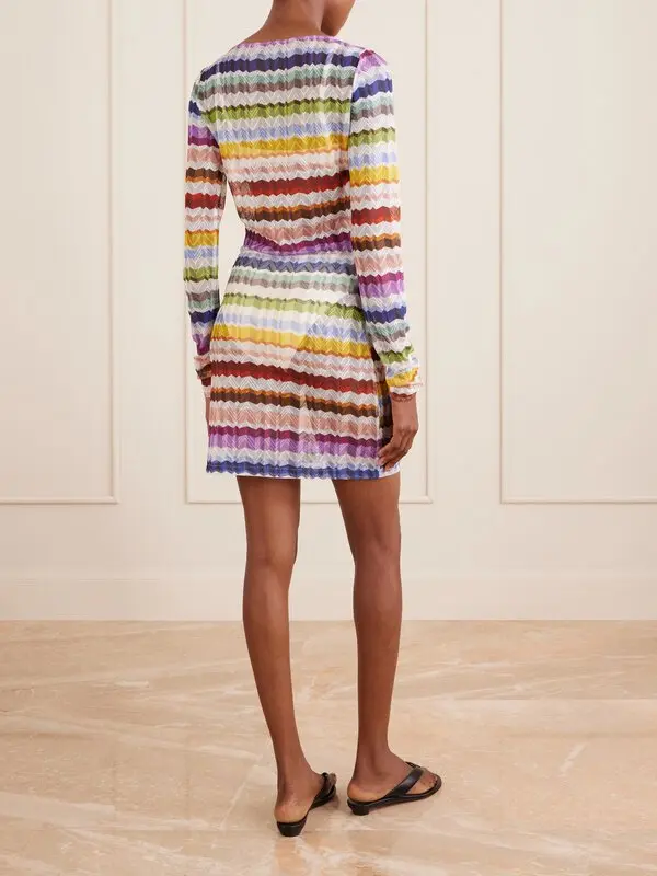 Missoni Striped Crochet-knit Mini Dress