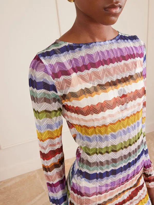 Missoni Striped Crochet-knit Mini Dress