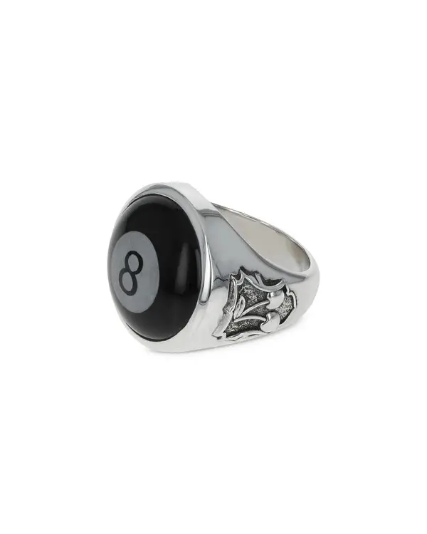KING BABY STUDIO Sterling High Roller Club Etched Onyx Eight Ball Ring