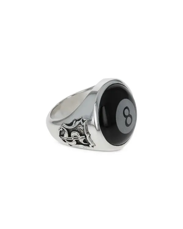 KING BABY STUDIO Sterling High Roller Club Etched Onyx Eight Ball Ring