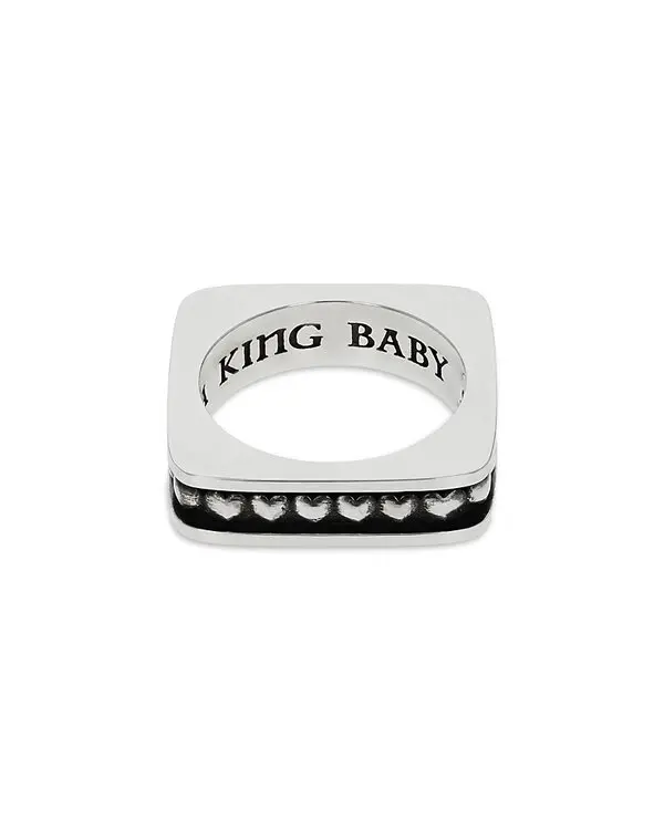 KING BABY STUDIO Sterling High Roller Club Heart Suit Square Stack Ring - Silver