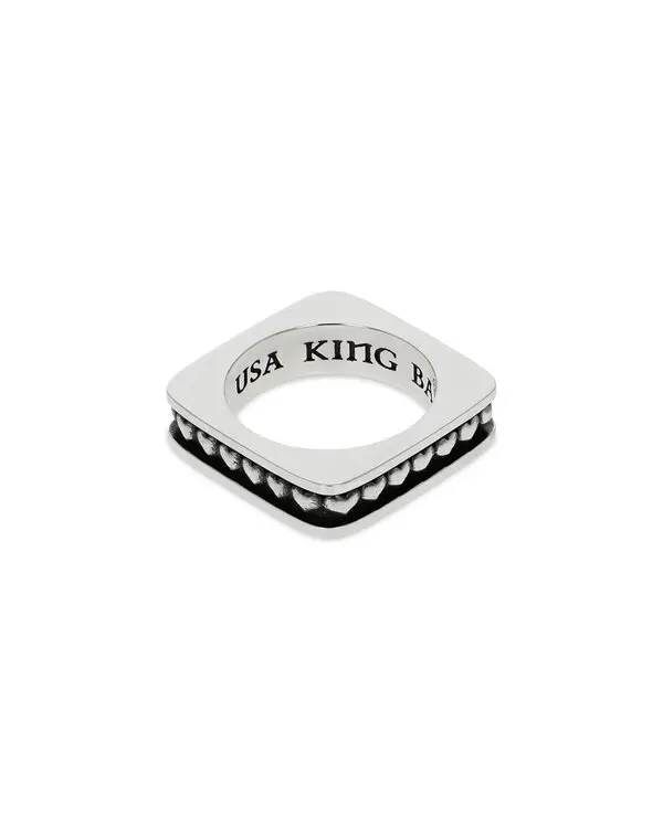 KING BABY STUDIO Sterling Heart Suit Square Stack Ring