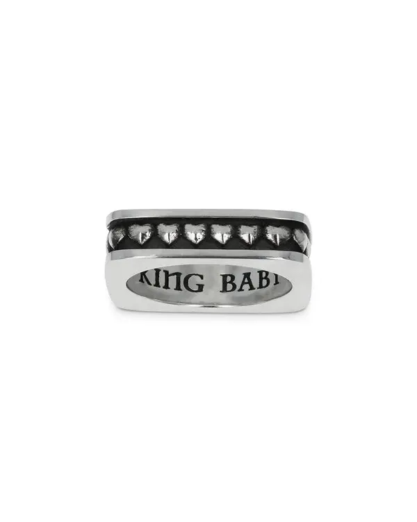 KING BABY STUDIO Sterling Heart Suit Square Stack Ring