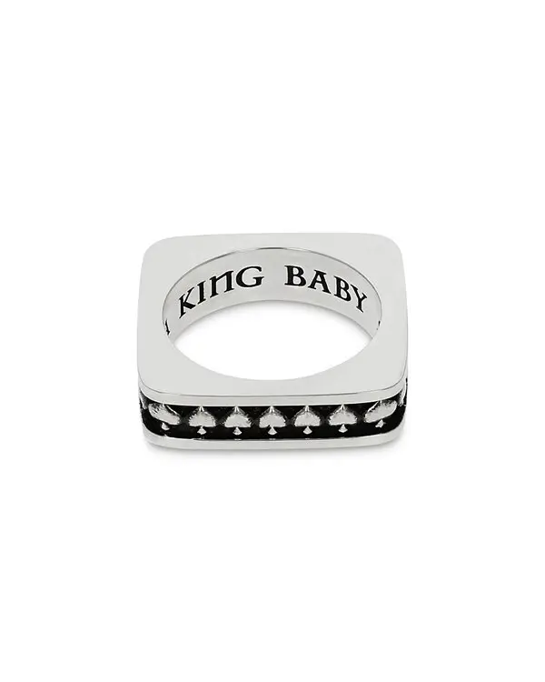 KING BABY STUDIO Sterling High Roller Club Spade Suit Square Stack Ring - Silver