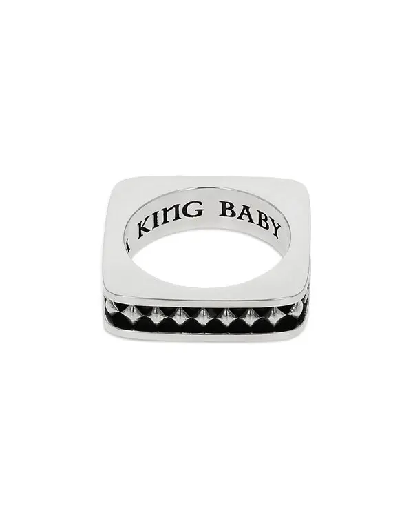 KING BABY STUDIO Sterling High Roller Club Diamond Suit Square Stack Ring - Silver