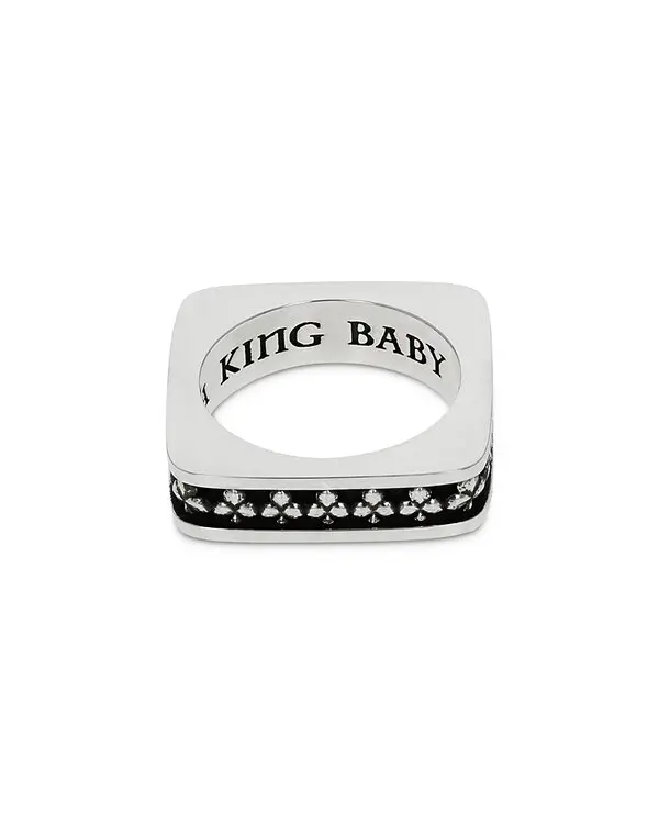 KING BABY STUDIO Sterling High Roller Club Club Suit Square Stack Ring - Silver