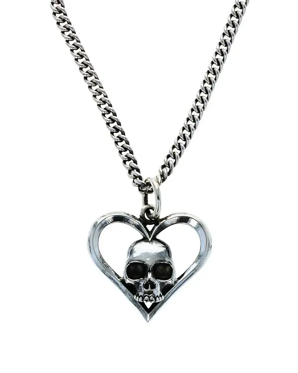 KING BABY STUDIO Sterling High Roller Club Skull Cut Heart Suit Pendant Necklace - Silver