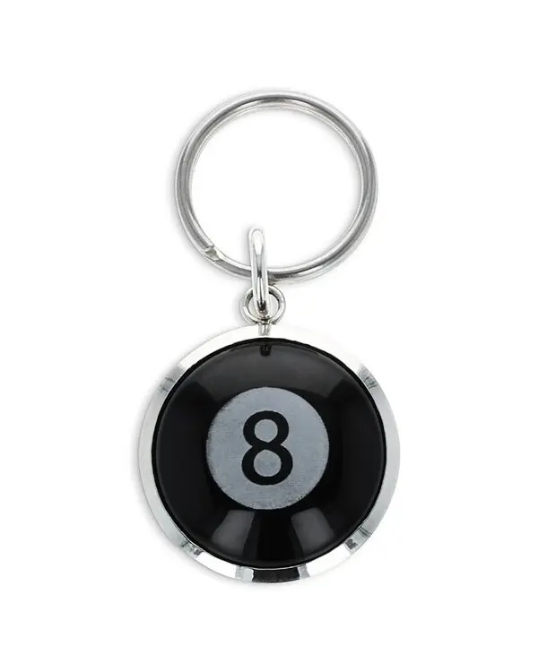 KING BABY STUDIO Sterling High Roller Club Etched Onyx Eight Ball Key Chain - Silver