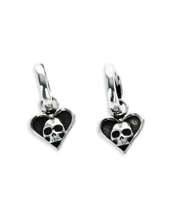 KING BABY STUDIO Sterling High Roller Club Micro Skull Heart Suit Drop Earrings - Silver