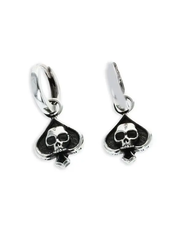 KING BABY STUDIO Sterling High Roller Club Micro Skull Spade Suit Drop Earrings - Silver