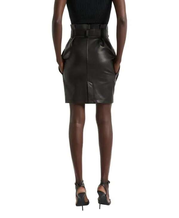Balmain Belted Leather Pencil Skirt