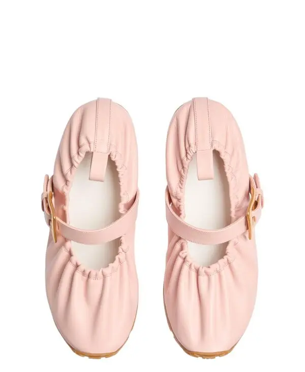 Balmain Anthem Smooth Leather Ballet Flats