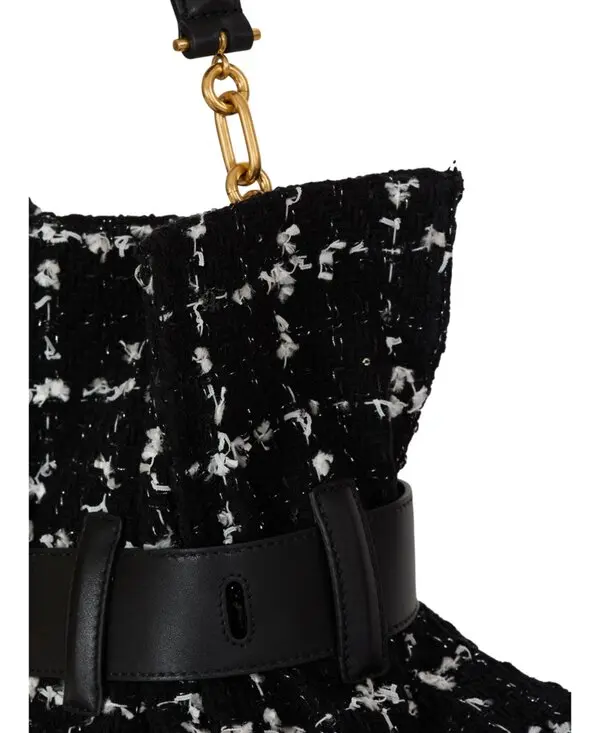 Balmain Medium Anthem Bag In Tweed - Black