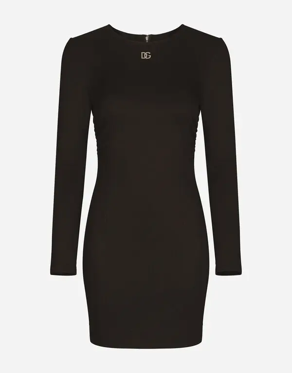 Dolce & Gabbana Short Milano Rib Dress With Dg Logo