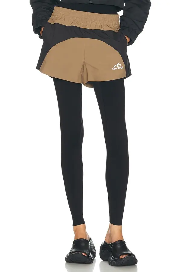 Balenciaga Athletic Mini Short In Brown - Camel
