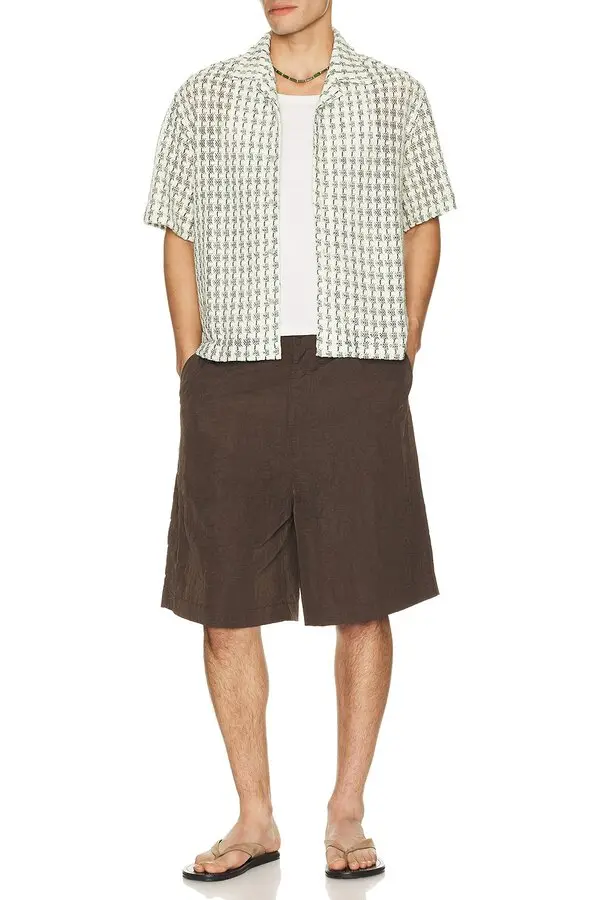 PERCIVAL Freddie Crochet Cuban Collar Boxy Shirt