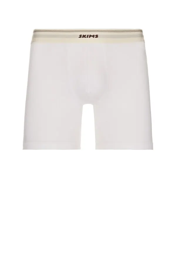 SKIMS Classic Cotton Rib 5 Boxer Brief In Grey - Chalk
