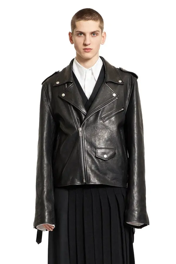 ANN DEMEULEMEESTER Arvid Perfecto In Vintage Lux Grained Leather - Black