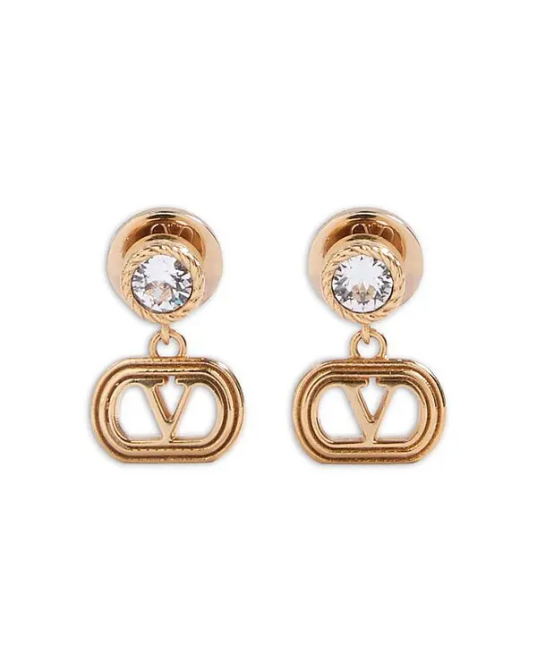 Valentino Garavani Swarovski Crystal Logo Drop Earrings, 0.6l - Gold