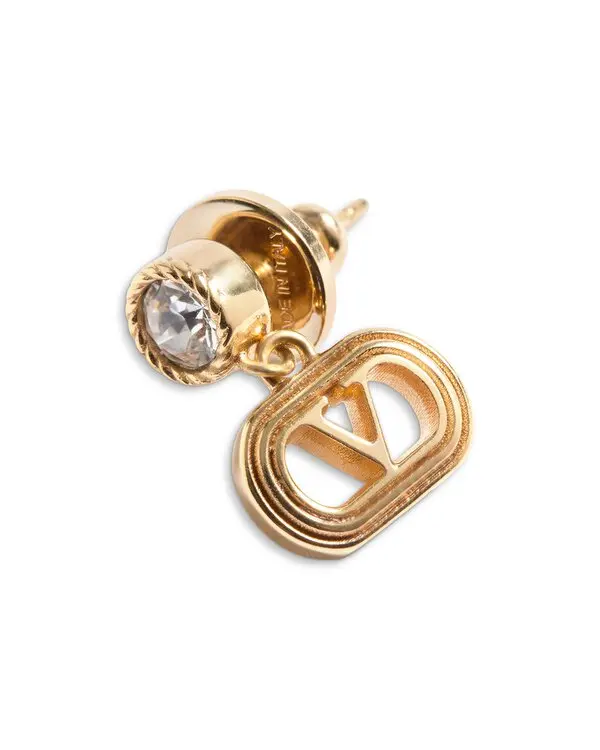 Valentino Garavani Crystal Logo Drop Earrings - Gold
