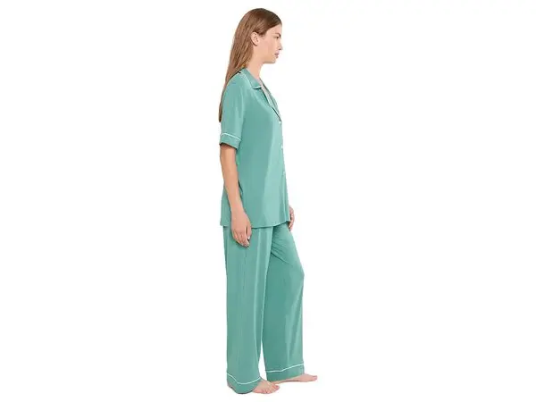 Eberjey Gisele Short Sleeve Pants Pajama Pajama Sets Seagrass/white