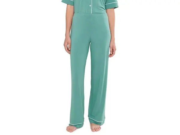 Eberjey Gisele Short Sleeve Pants Pajama Pajama Sets Seagrass/white