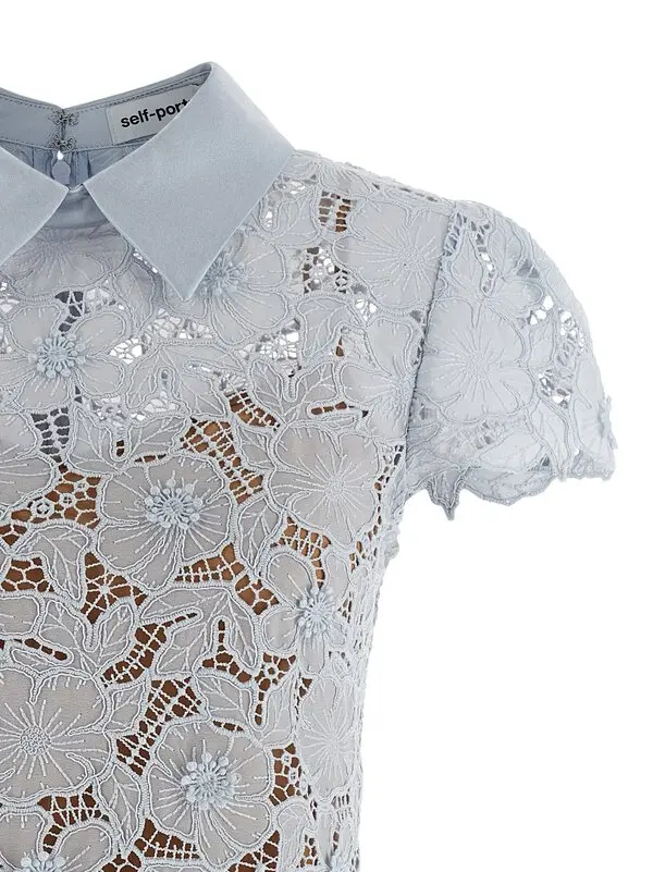 SELF-PORTRAIT Guipure Lace Mini Dress With Floral Appliqu