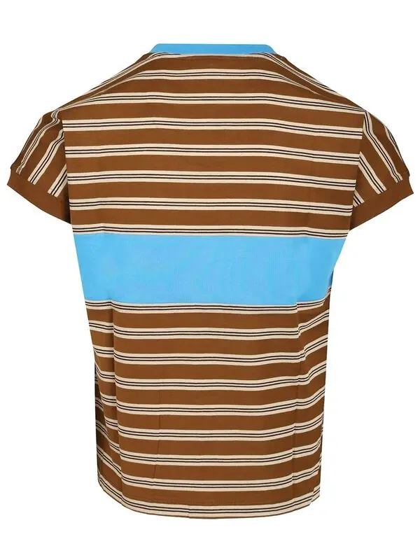 Versace Striped Cotton T-shirt With Inlay - Multicolor