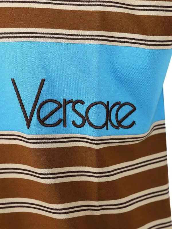 Versace Striped Cotton T-shirt With Inlay - Multicolor