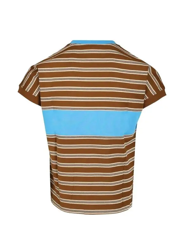 Versace Striped Cotton T-shirt With Inlay - Multicolor