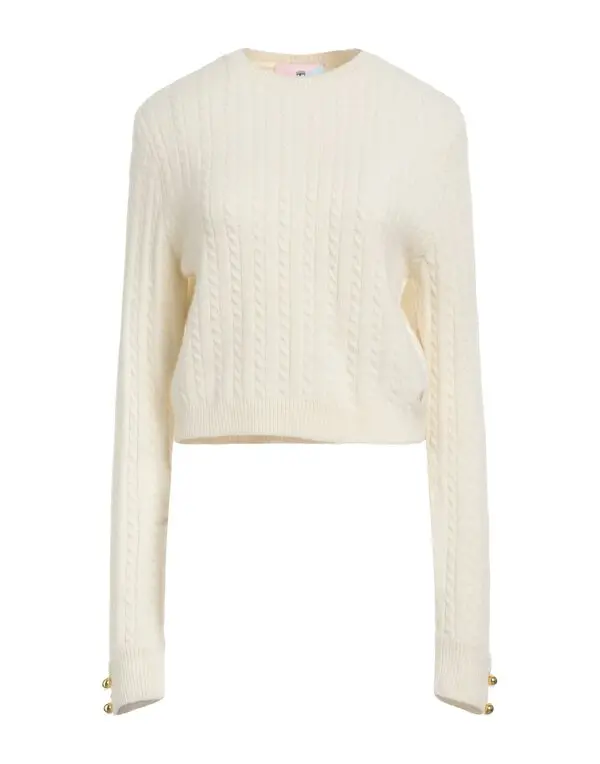 CHIARA FERRAGNI Embellished Wool Blend Sweater - Ivory