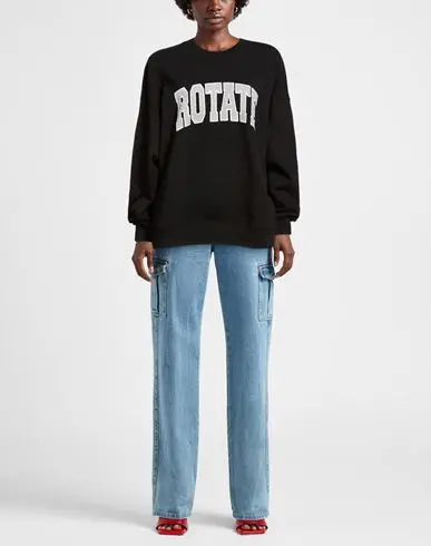 ROTATE BY BIRGER CHRISTENSEN Organic Cotton Sweatshirt With Appliqués - Black