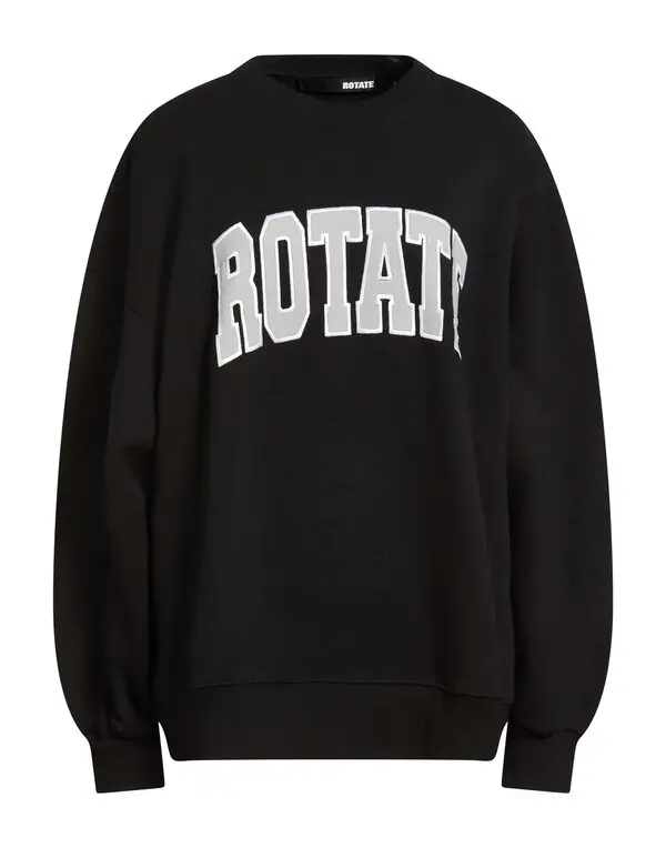 ROTATE BY BIRGER CHRISTENSEN Organic Cotton Sweatshirt With Appliqués - Black