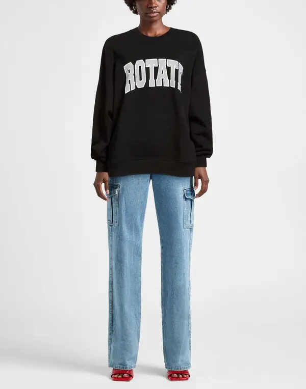 ROTATE BY BIRGER CHRISTENSEN Organic Cotton Sweatshirt With Appliqués - Black