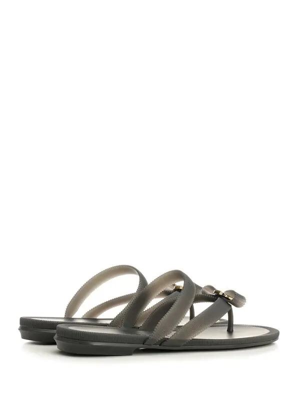FERRAGAMO Vara Flip-flop Sandals With Jelly Bow - Black