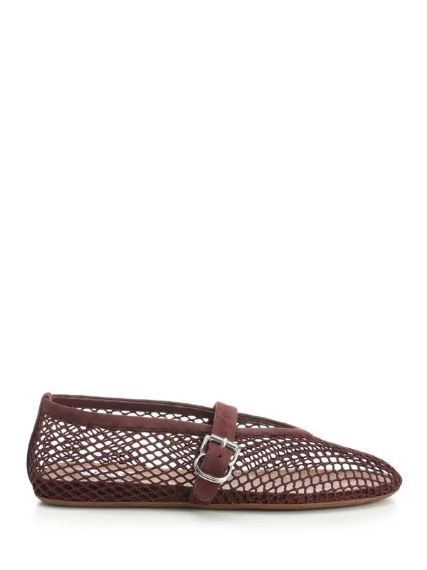 Alaïa Mesh And Suede Ballerinas With Buckled Strap - Brown