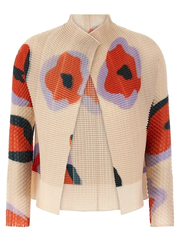 Issey Miyake Verve Pleats Top' Cardigan - Cream