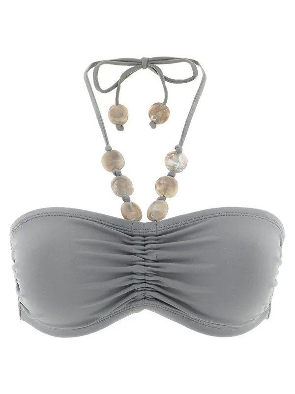 ERES Lana Bandeau Bikini Top With Pearl Embellishments - Gray