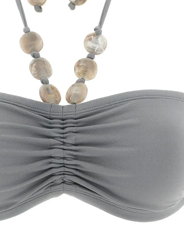ERES Lana Bandeau Bikini Top With Pearl Embellishments - Gray