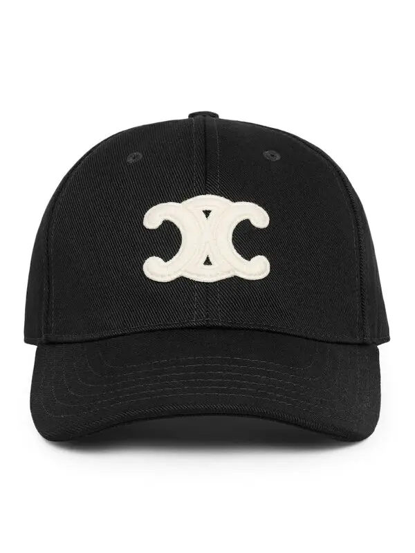 Celine Triomphe Cotton Baseball Cap - Black
