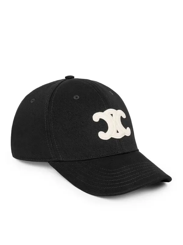 Celine Triomphe Cotton Baseball Cap - Black