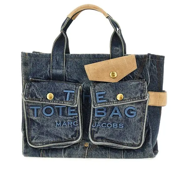 Marc Jacobs Denim And Suede Medium Cargo Tote Bag - Blue