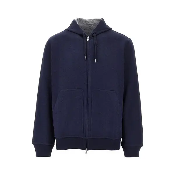 Brunello Cucinelli Double Jersey Full-zip Hoodie - Blue