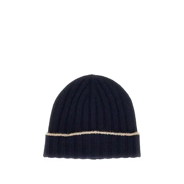 Brunello Cucinelli Ribbed Cashmere Beanie Hat - Blue