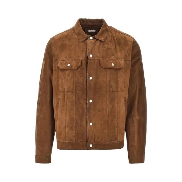 Brunello Cucinelli Suede Leather Jacket - Brown