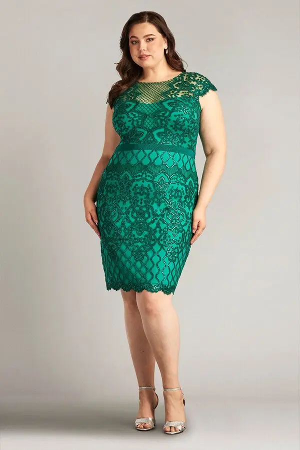 Tadashi Shoji Miranda Sequin Embroidered Sheath Dress - Pine