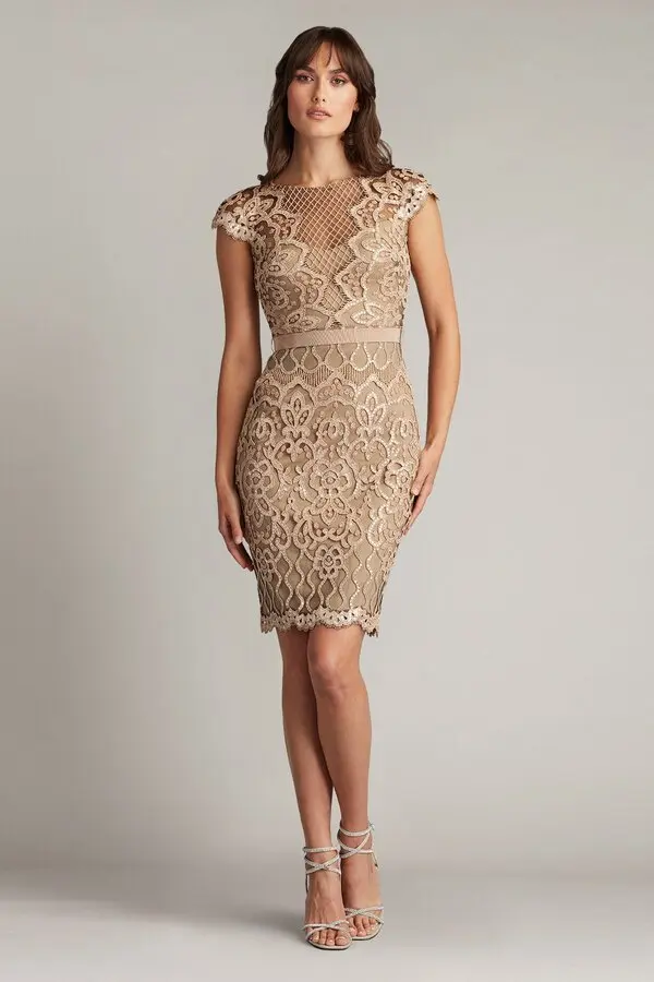Tadashi Shoji Miranda Sequin Embroidered Dress - Ginseng