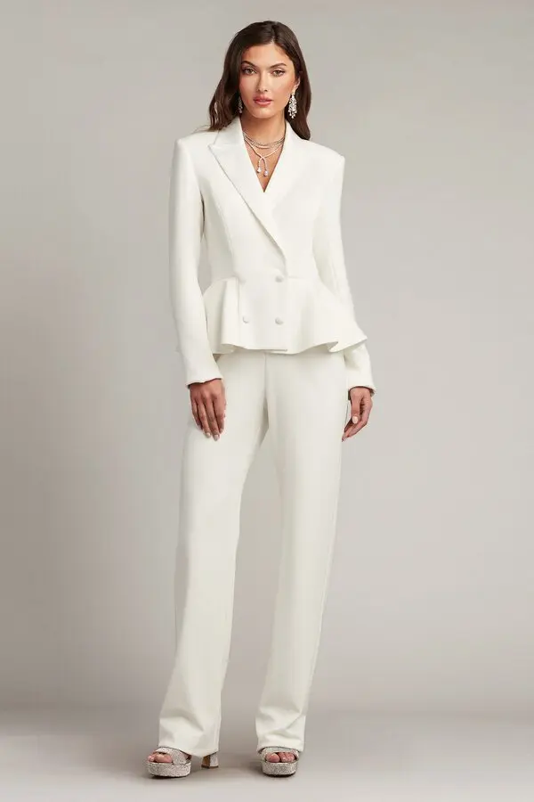 Tadashi Shoji Gilles Peplum Tuxedo Bridal Jumpsuit - Ivory