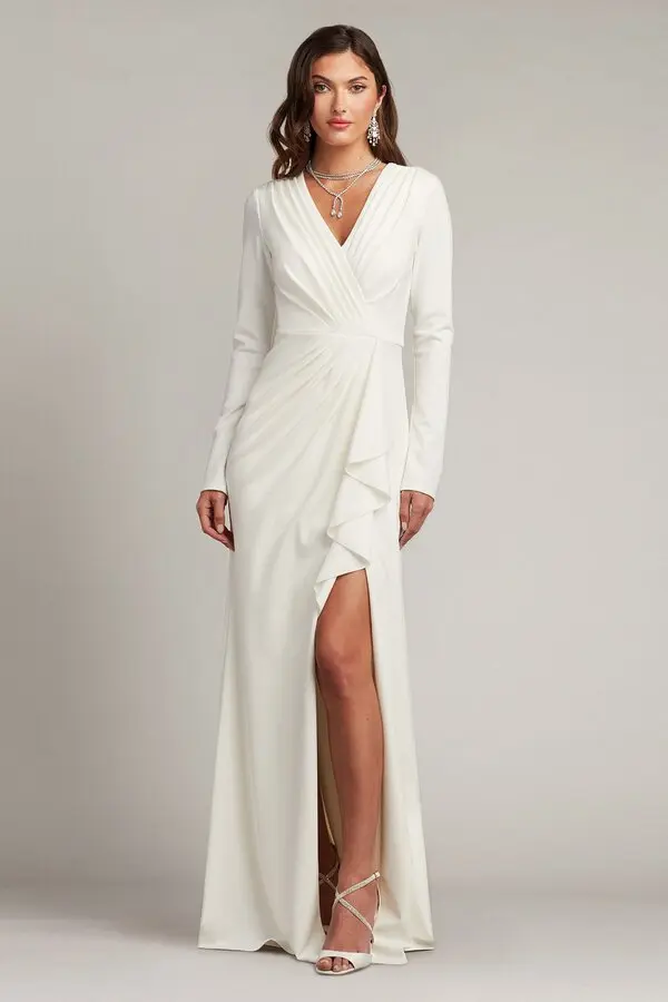 Tadashi Shoji Kleiman Cascading Drape Gown - Ivory